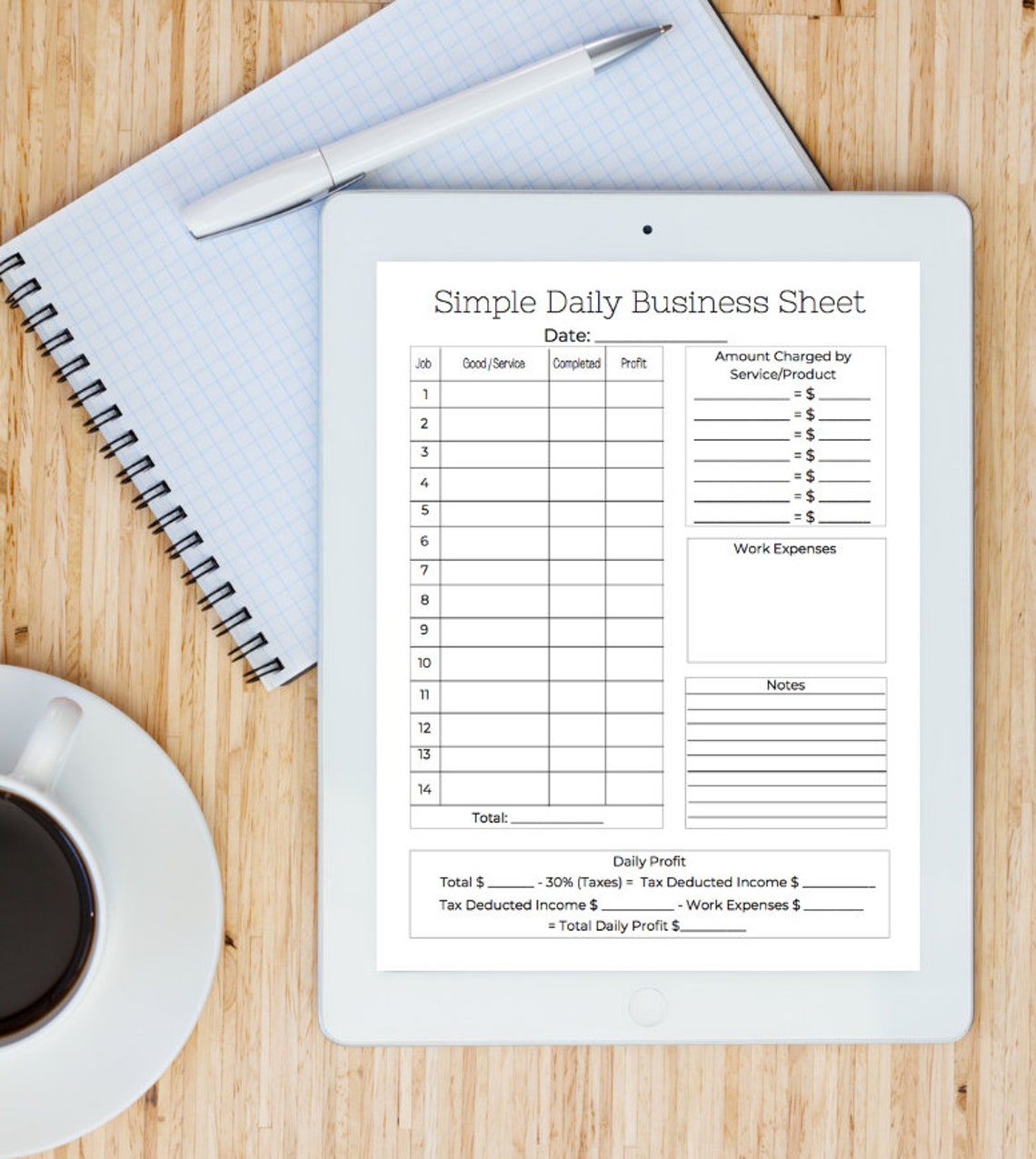 Daily Business Financial Planner Printable PDF Template Instant Digital ...