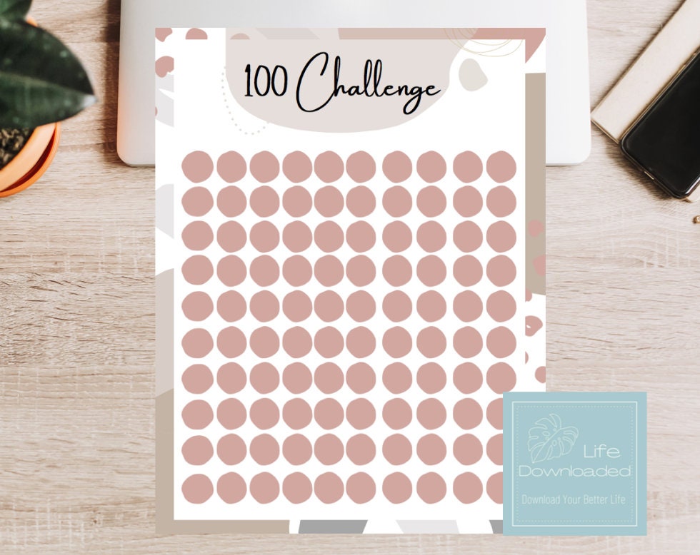 100 Day Challenge L One Hundred Goal Tracker L Printable PDF L Digital ...