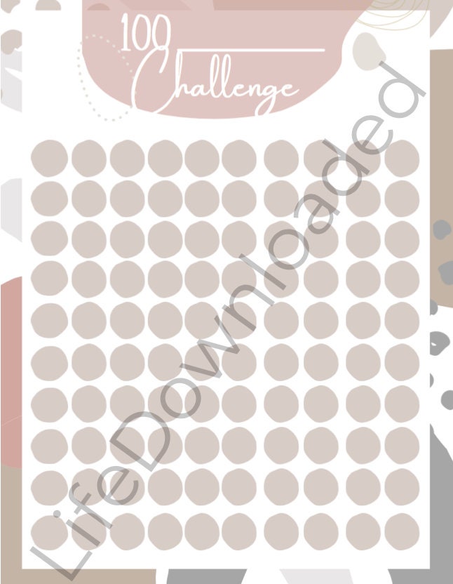 100 Day Challenge L One Hundred Goal Tracker L Printable PDF L Digital ...