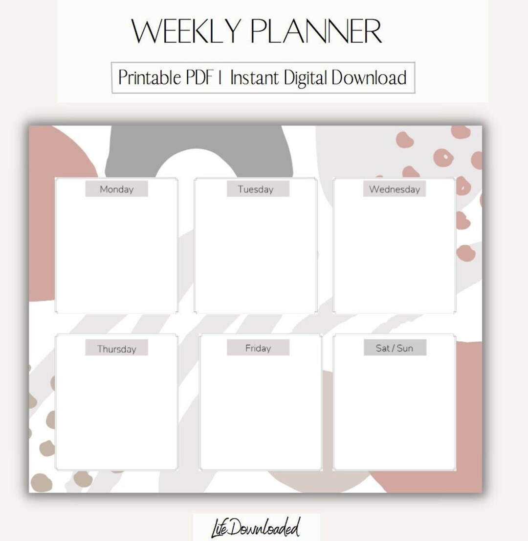 Printable Boho Neutral Print Weekly Planner Template L - Etsy