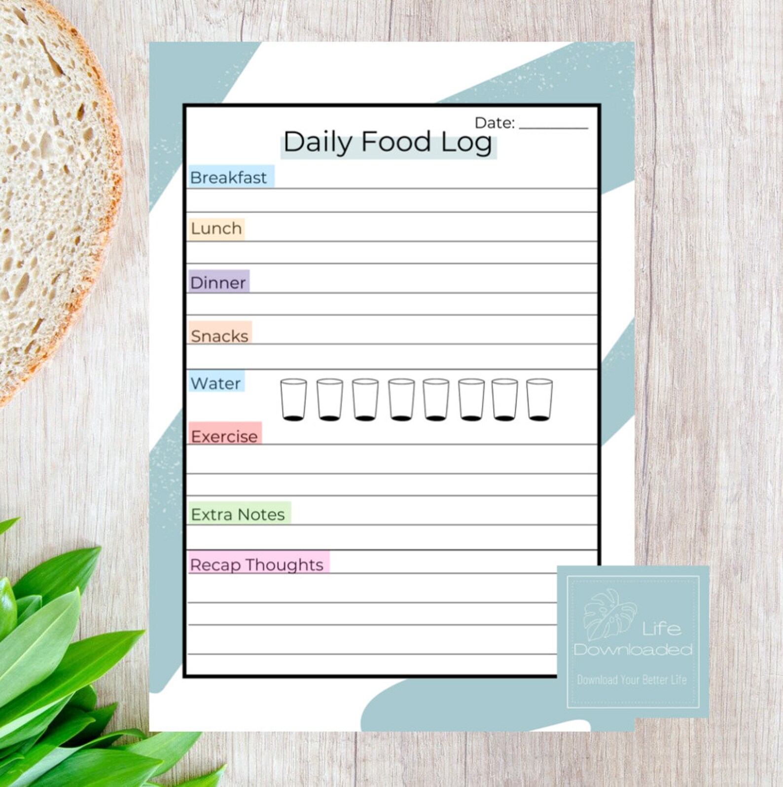 Printable Daily Food Log for Intuitive Eating and Healthy Lifestyle ...