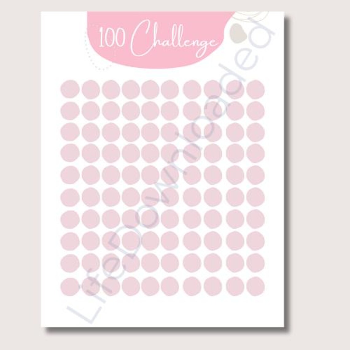 100 Day Challenge Goal Tracker | Printable PDF | Instant Digital ...