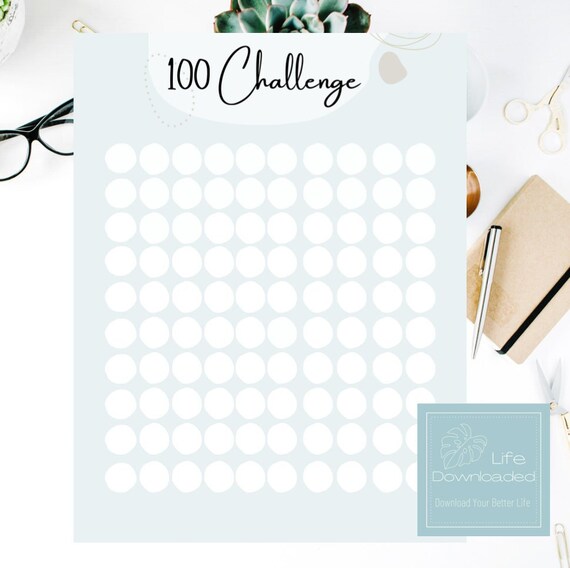 100 Day Challenge L One Hundred Goal Tracker L Printable PDF L | Etsy