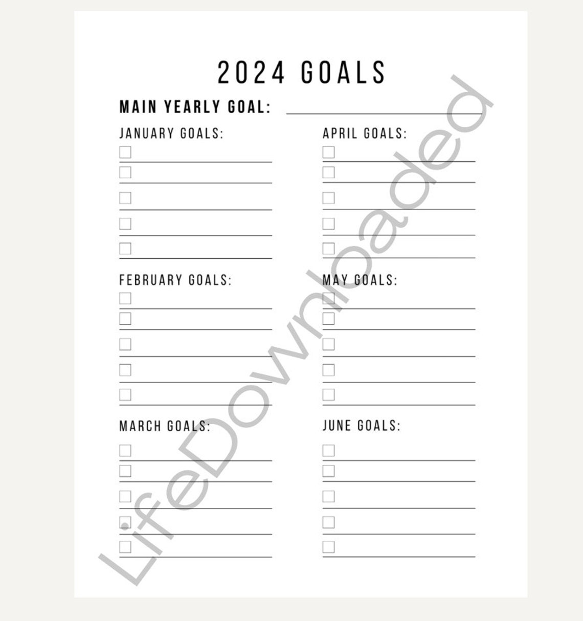 Printable 2024 Yearly and Monthly Goals Template L Instant Digital ...