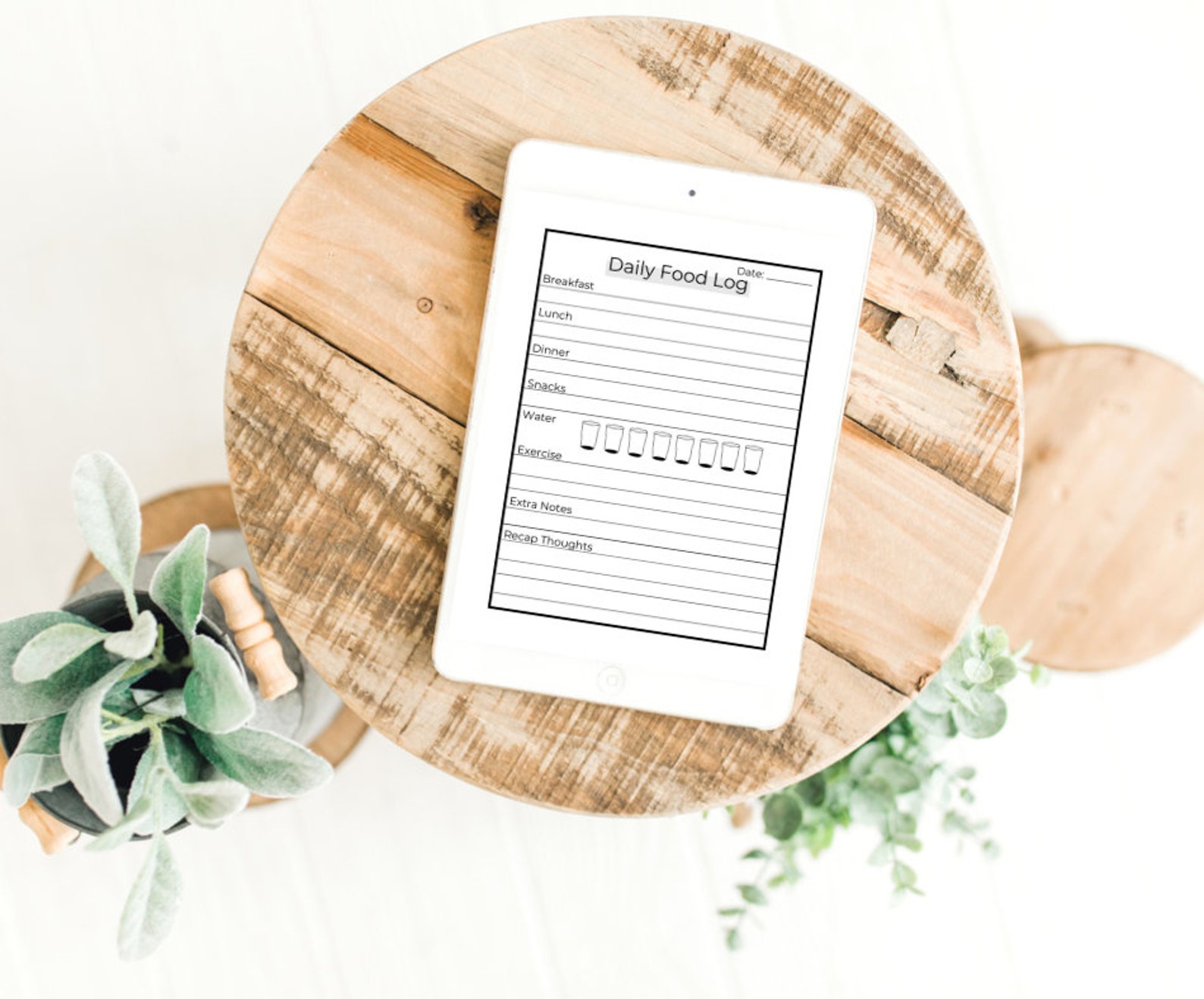 Daily Food Log for Intuitive Eating With Exercise and Water Tracker ...