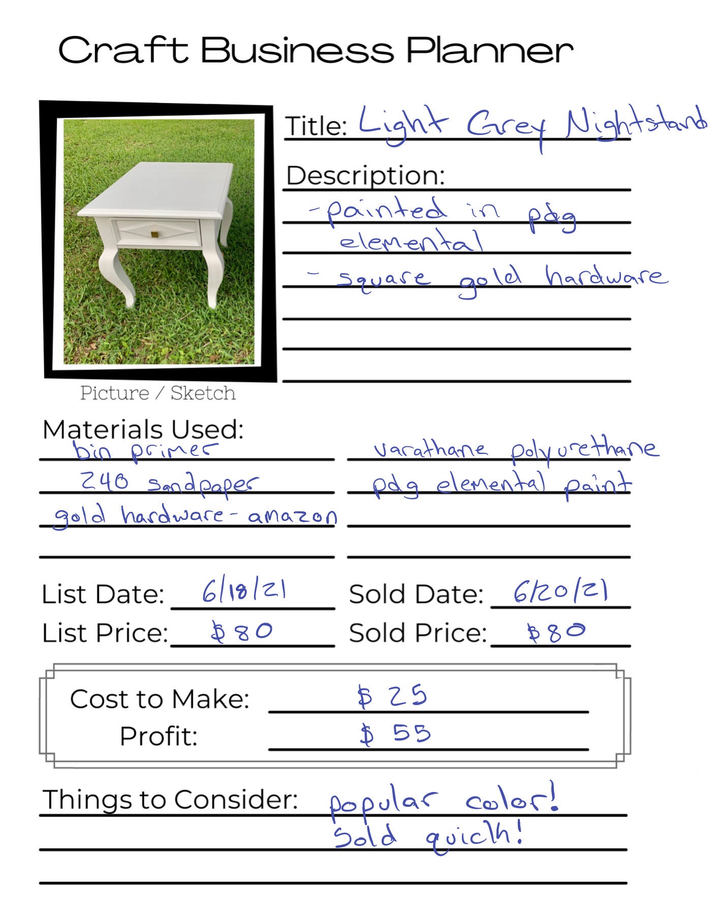 Printable Craft Business Planner Template - Instant Digital Download, 4 ...