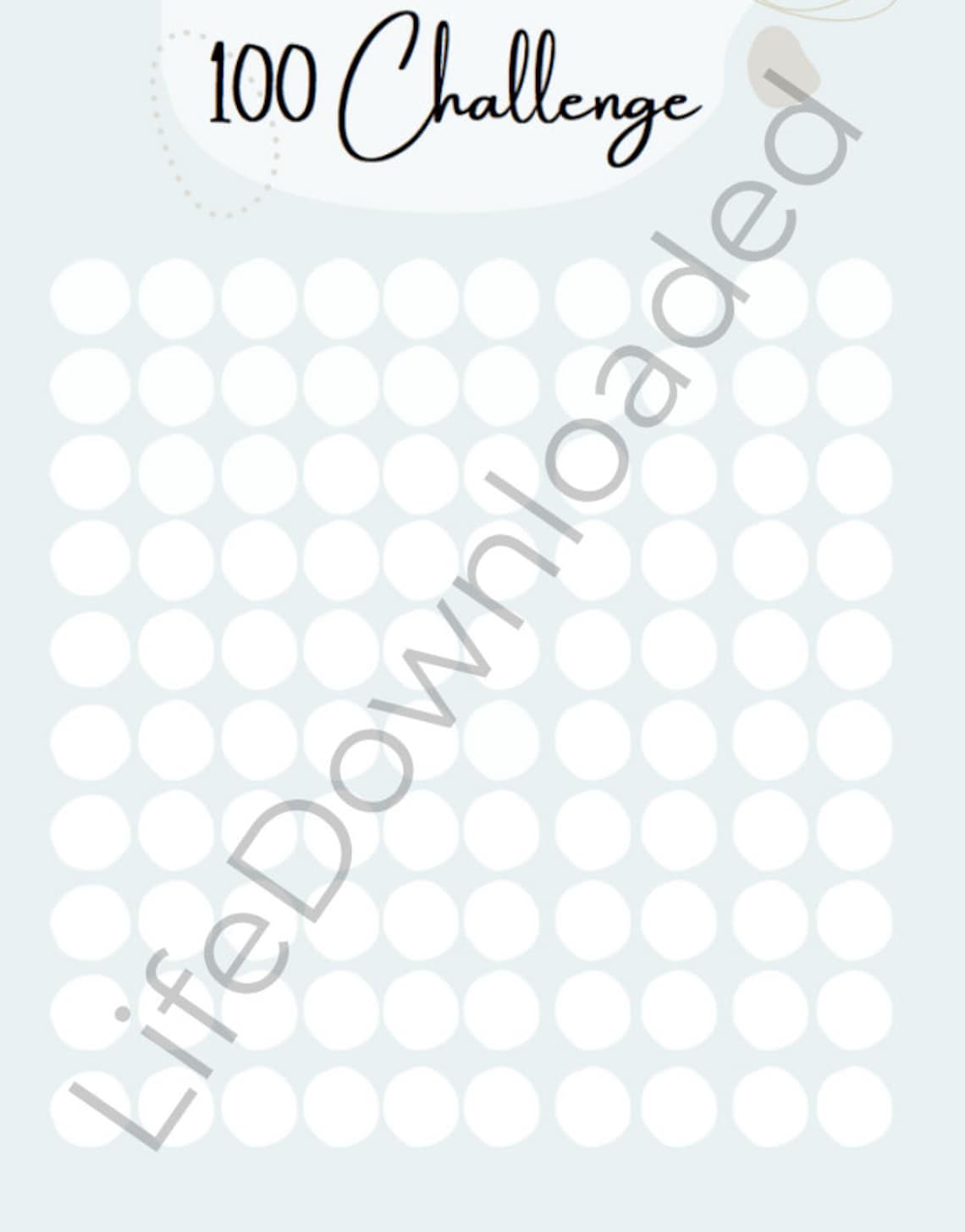 100 Day Challenge L One Hundred Goal Tracker L Printable PDF L Digital ...