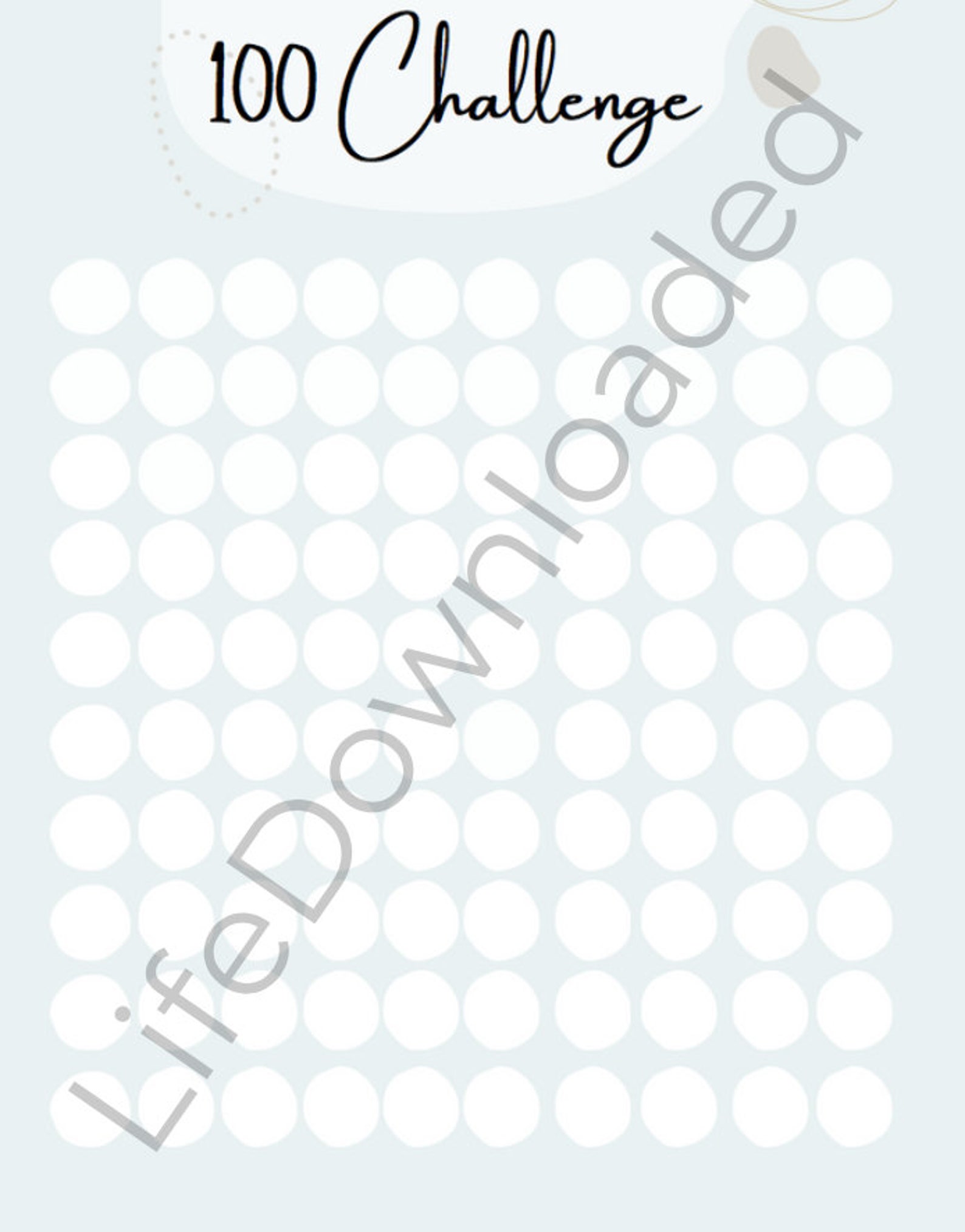 100 Day Challenge L One Hundred Goal Tracker L Printable PDF L Digital ...