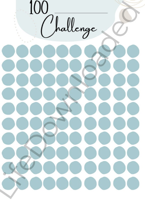 100 Day Challenge L One Hundred Goal Tracker L Printable PDF L Digital ...