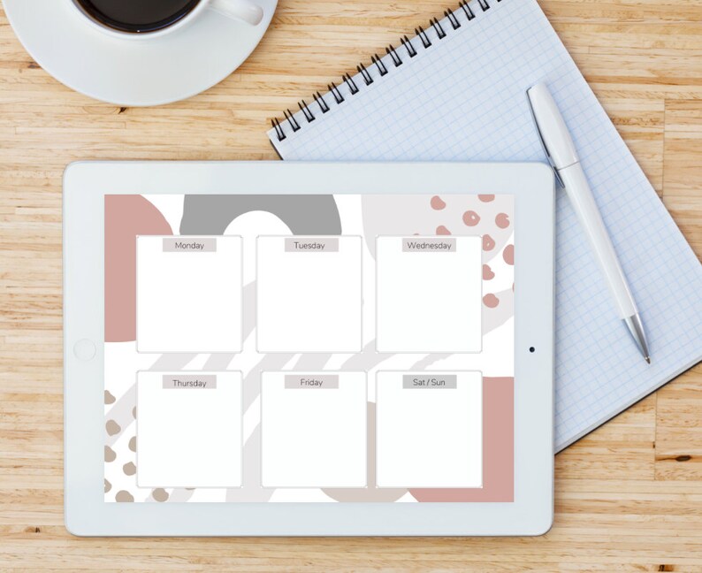 Printable Boho Neutral Print Weekly Planner Template L - Etsy