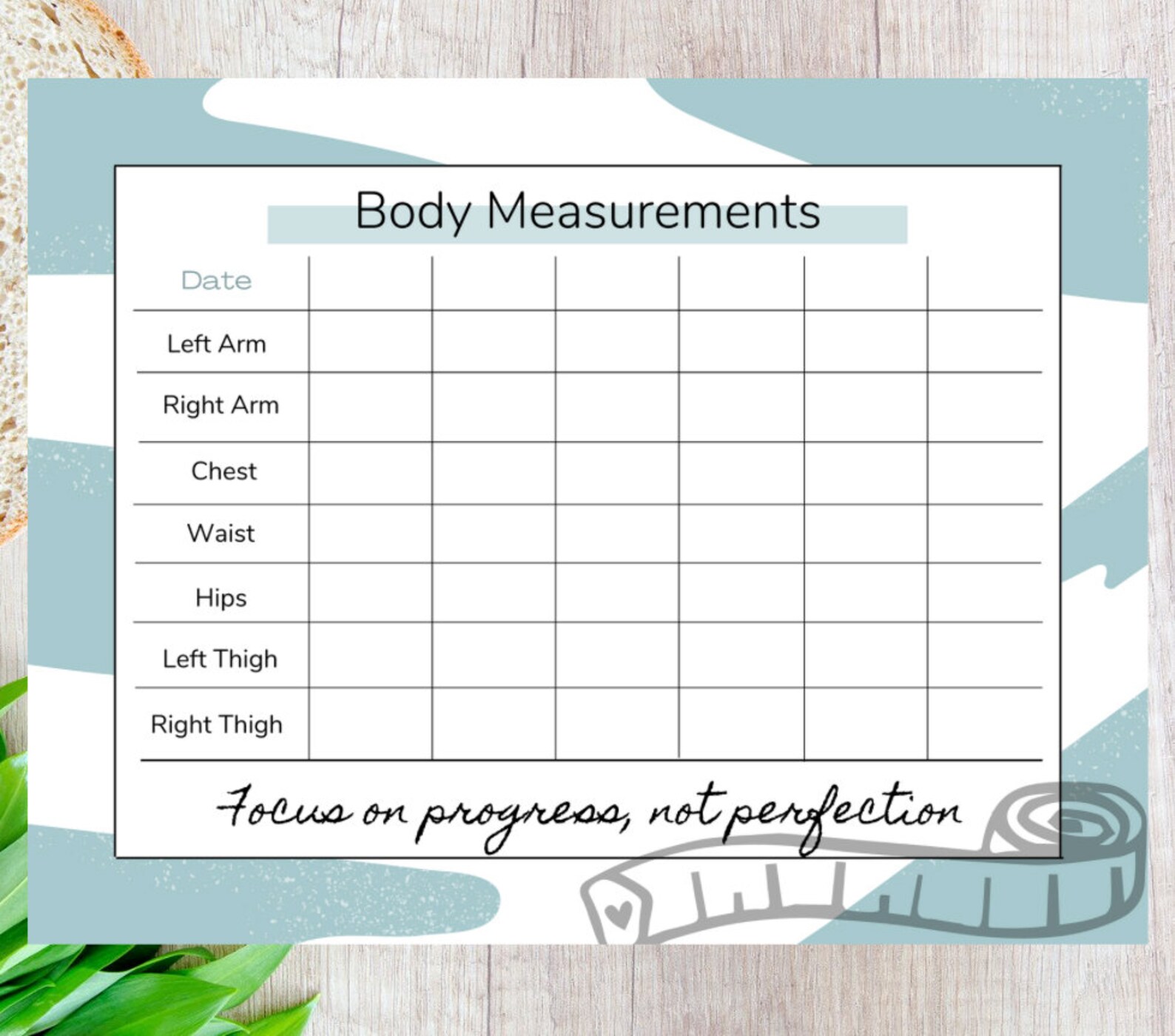 Printable Body Measurement Chart L Fitness Tracker | Weight Loss ...