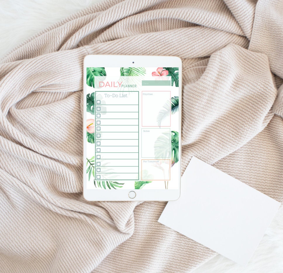 Printable Daily Planner Tropical Print L Instant Digital Download L ...