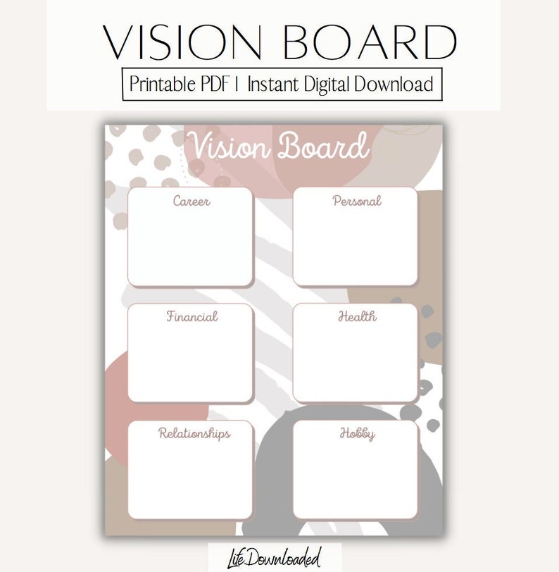 Neutral Boho Vision Board Journal Template L iPad Planner L Dream ...