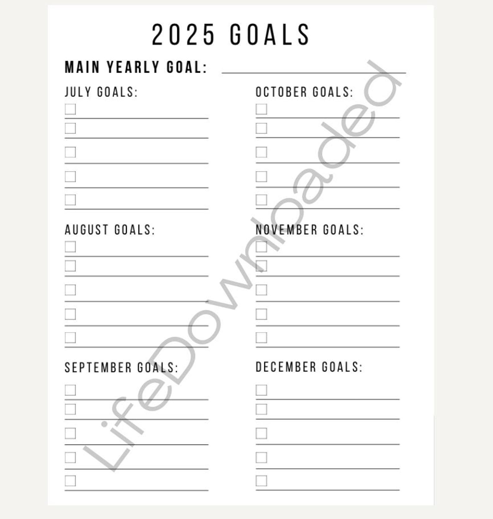 Printable 2025 Yearly and Monthly Goals Template L Instant Digital ...
