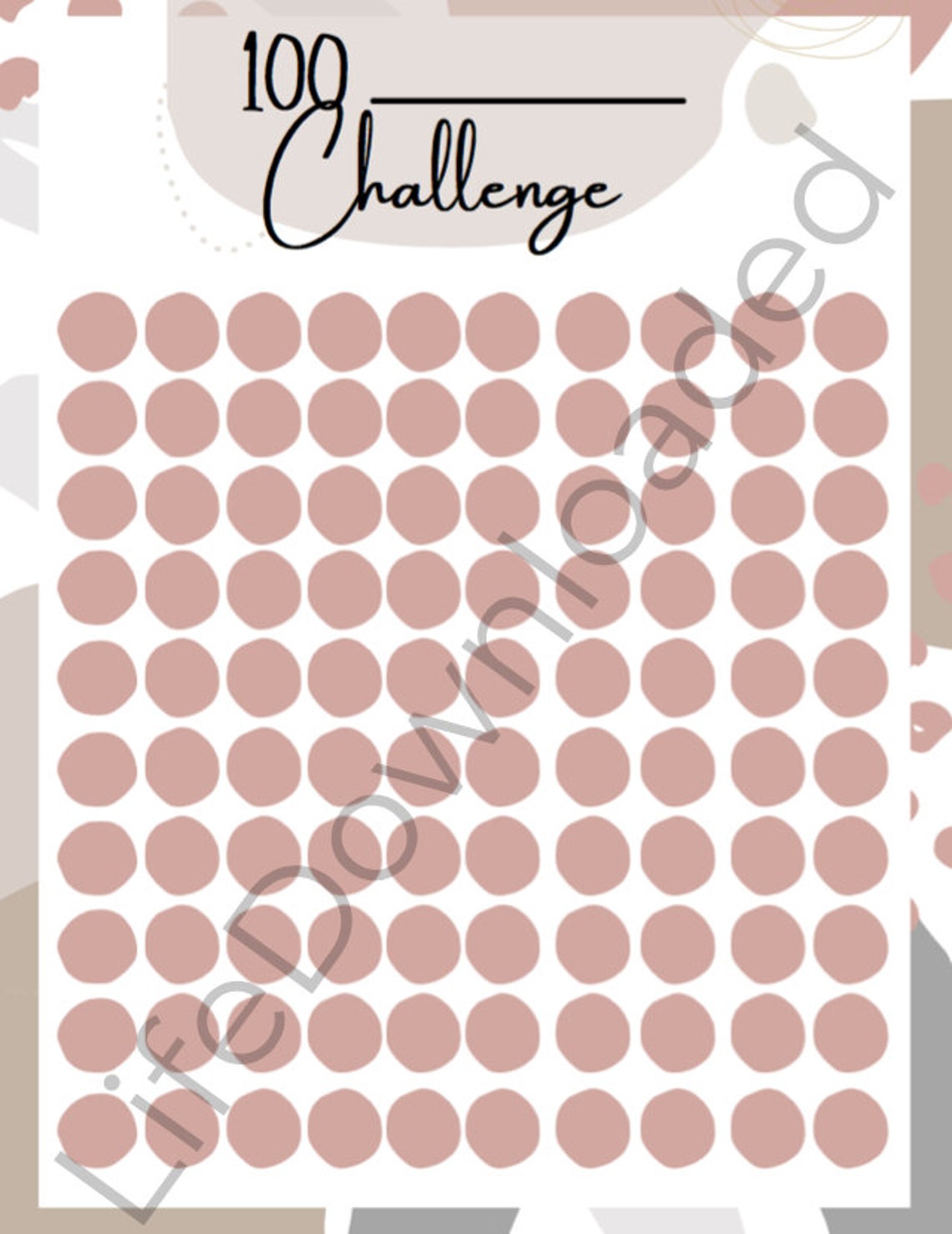 100 Day Challenge L One Hundred Goal Tracker L Printable PDF L Digital ...