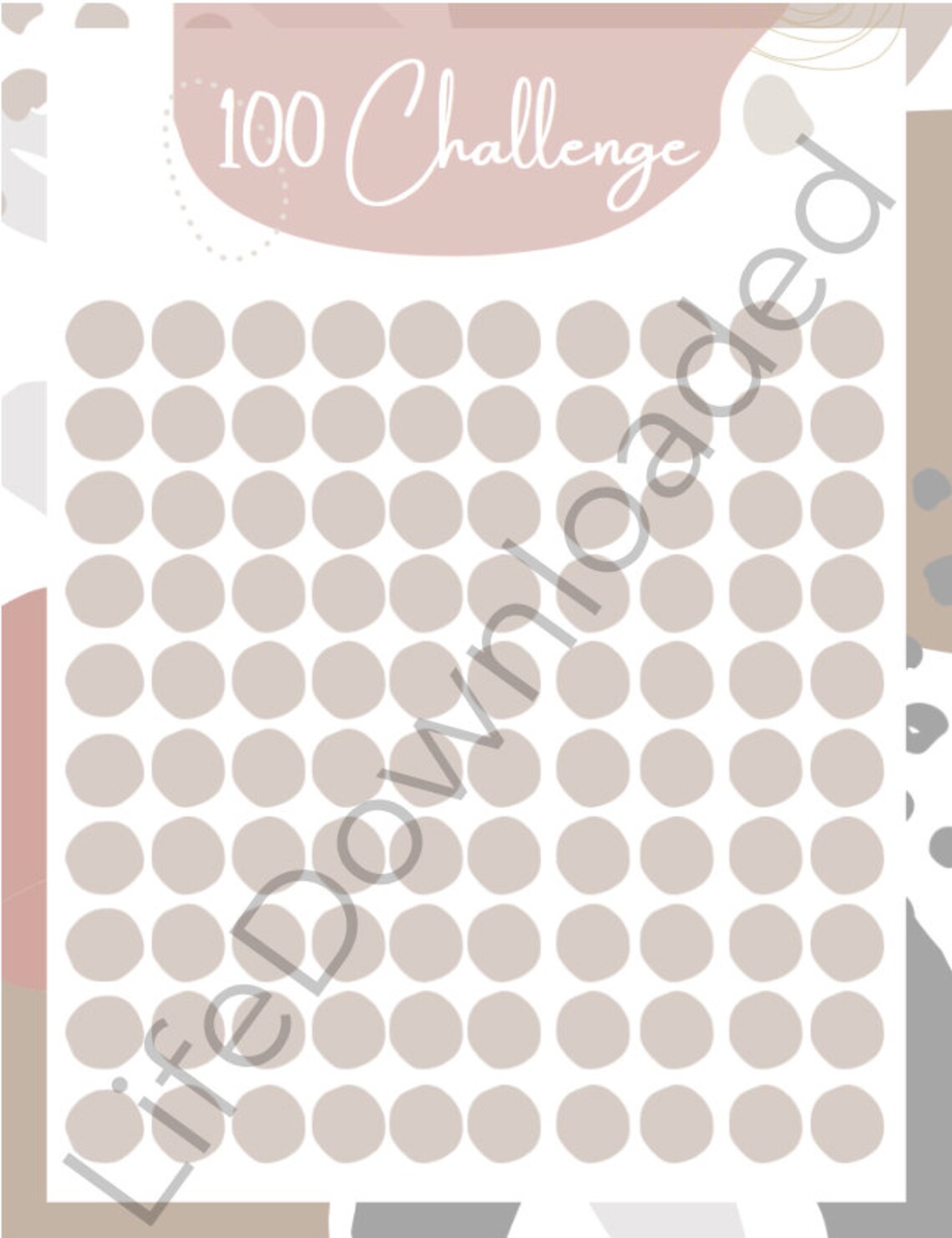 100 Day Challenge L One Hundred Goal Tracker L Printable PDF L Digital ...