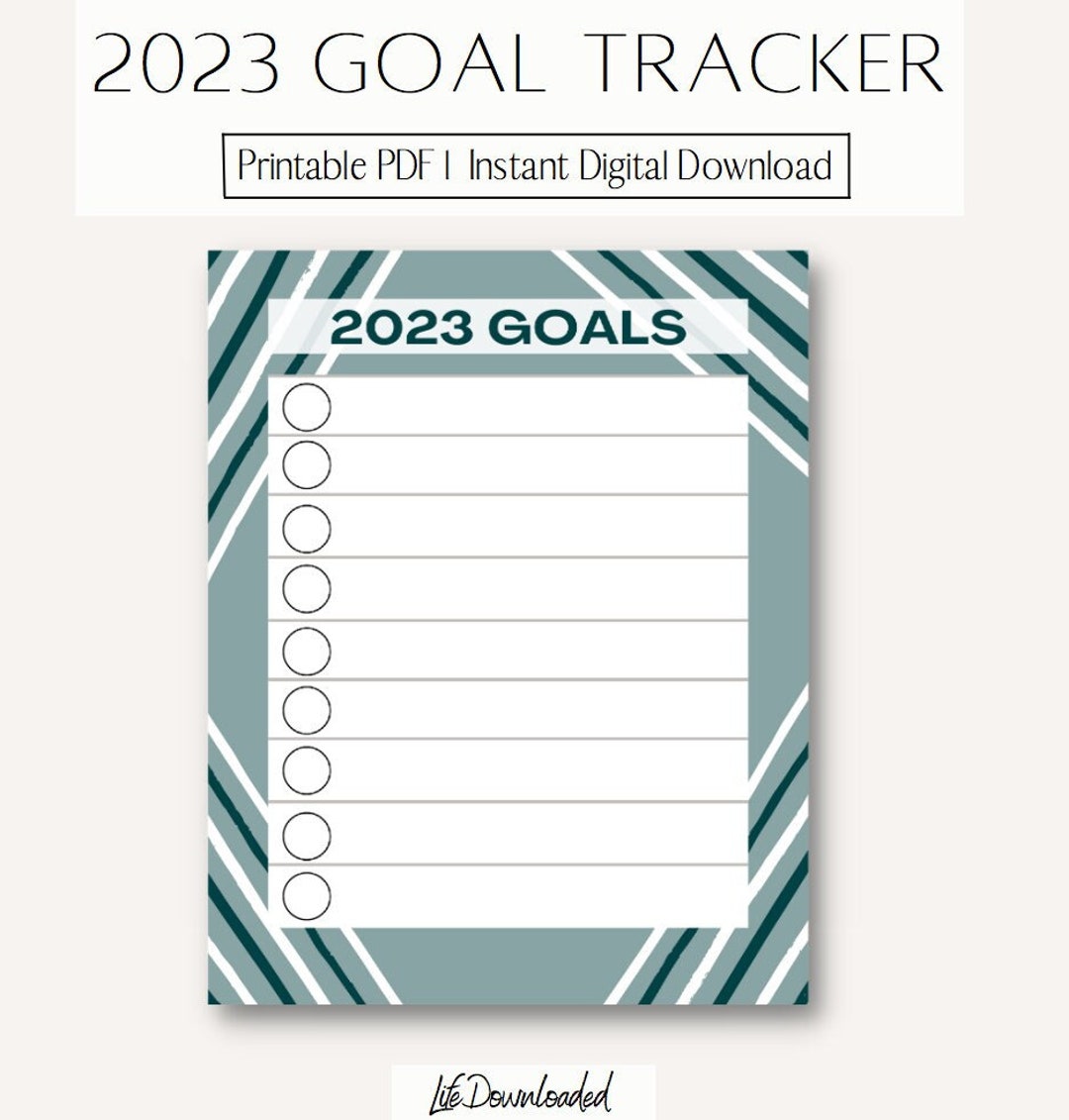 Printable 2023 Goals List Template Aqua Blue l Editable l Instant ...