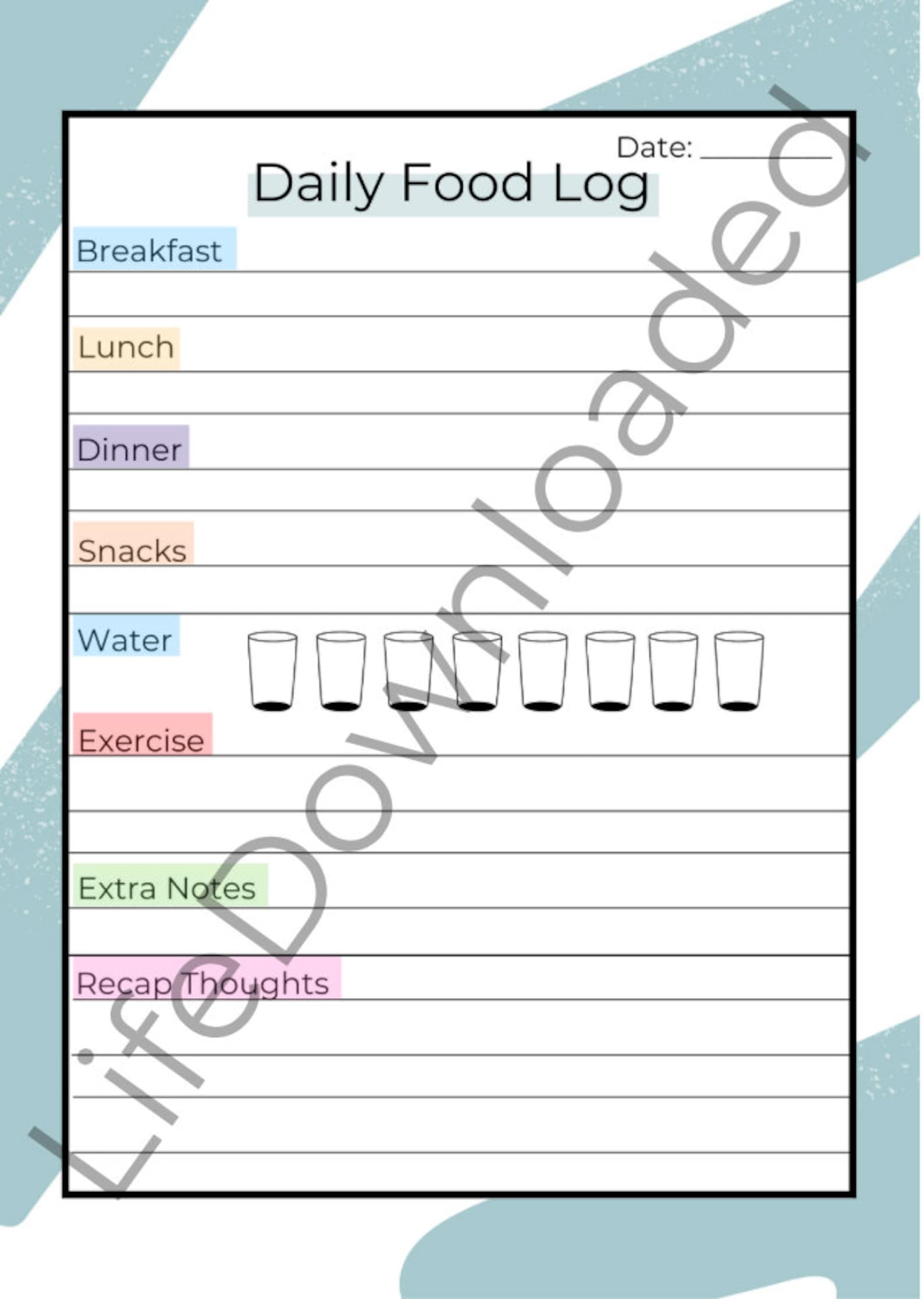 Printable Daily Food Log for Intuitive Eating and Healthy Lifestyle ...