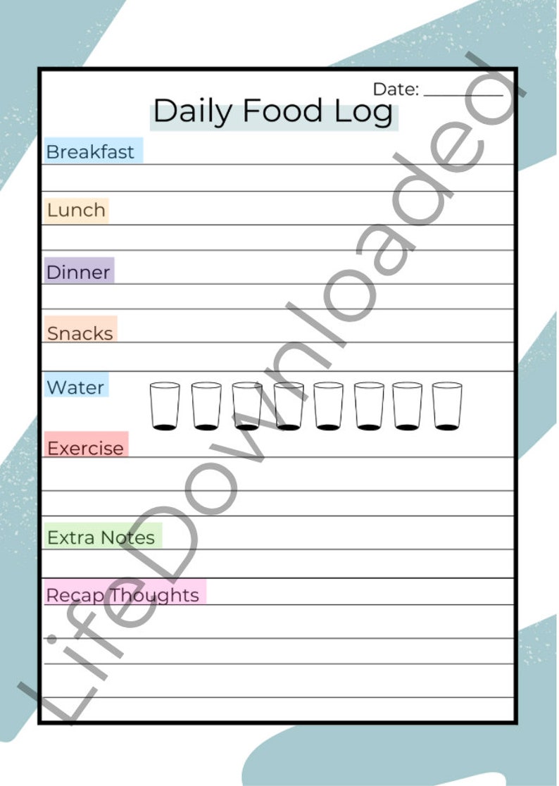 Printable Daily Food Log for Intuitive Eating and Healthy Lifestyle ...
