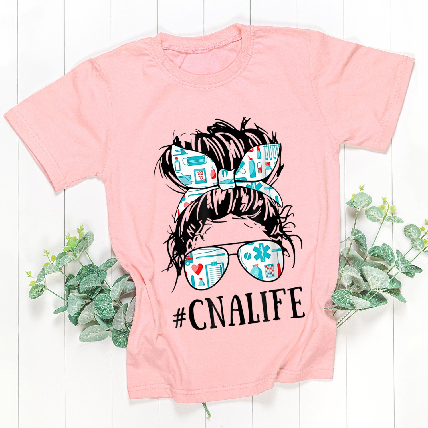 Messy Hair Woman Bun Cna Nurse Life Healthcare Png Download Etsy