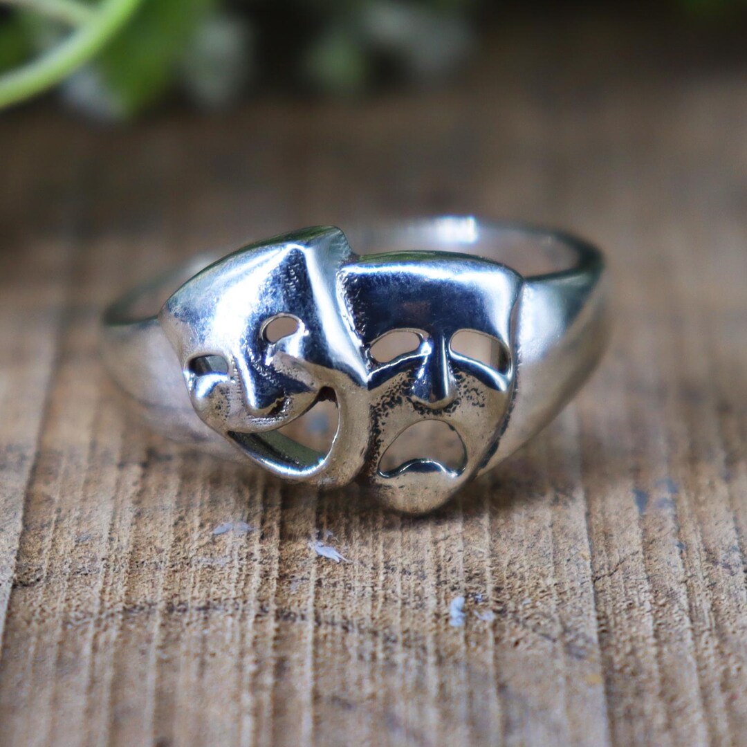 Double Face Ring, 925 Sterling Ring, Smile Face Ring, Sad Face Ring ...