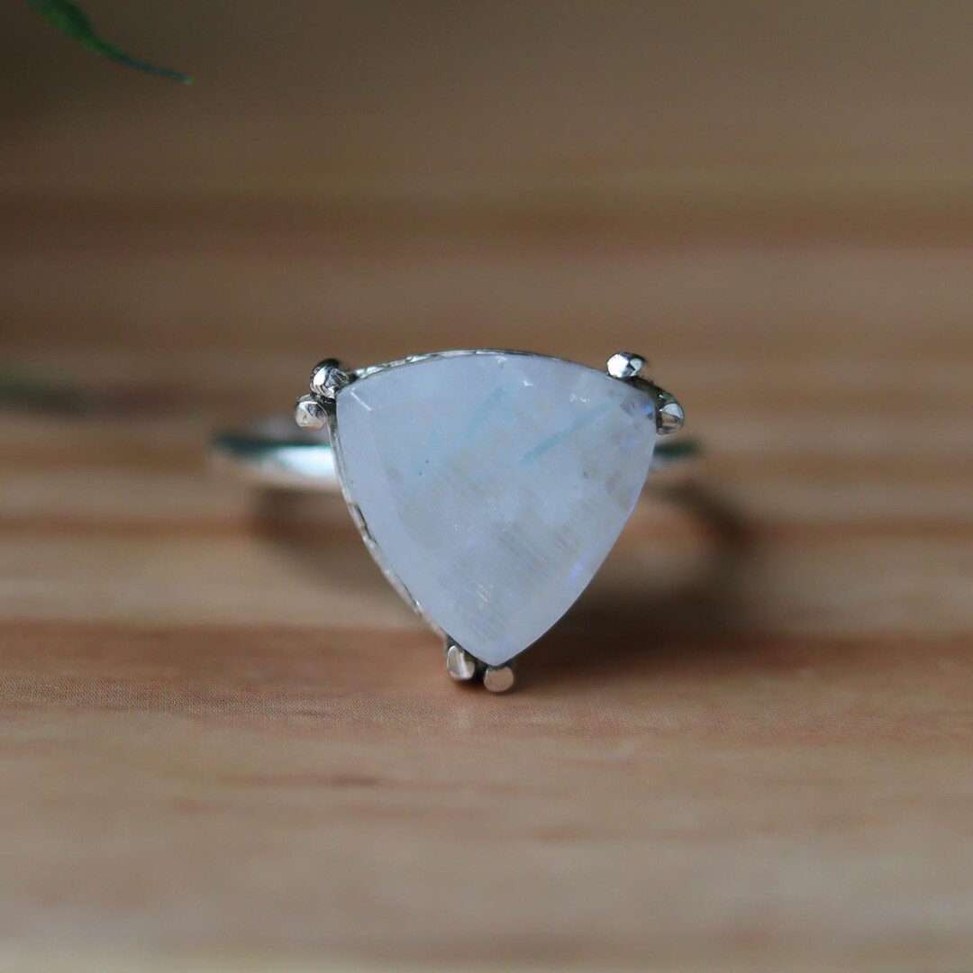 Moonstone Ring Statement: Trillion Cut Gemstone - Bohemian Cocktail ...