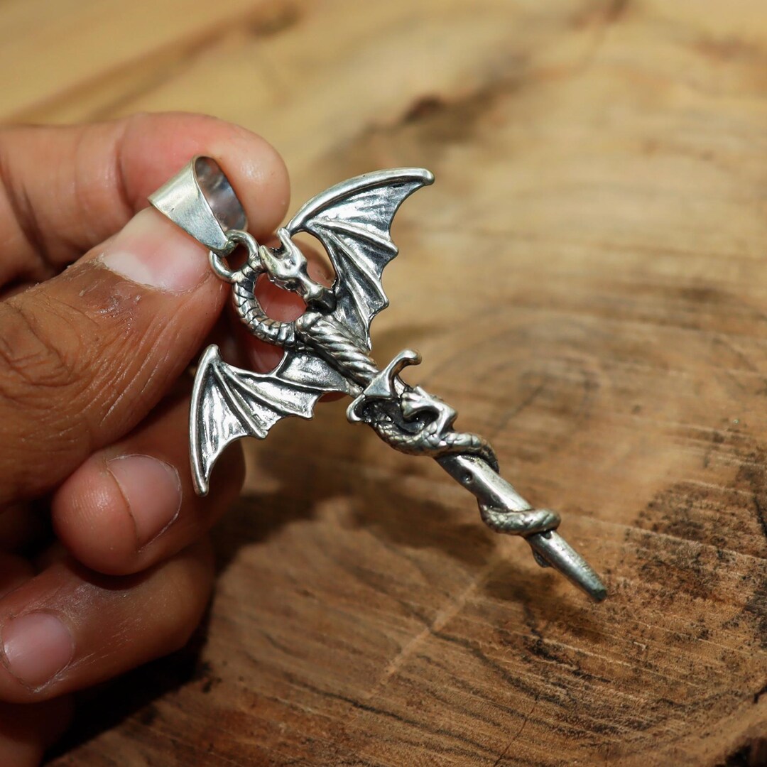Silver Dragon Sword Pendant, 925 Sterling Silver Pendant, Women Pendant ...