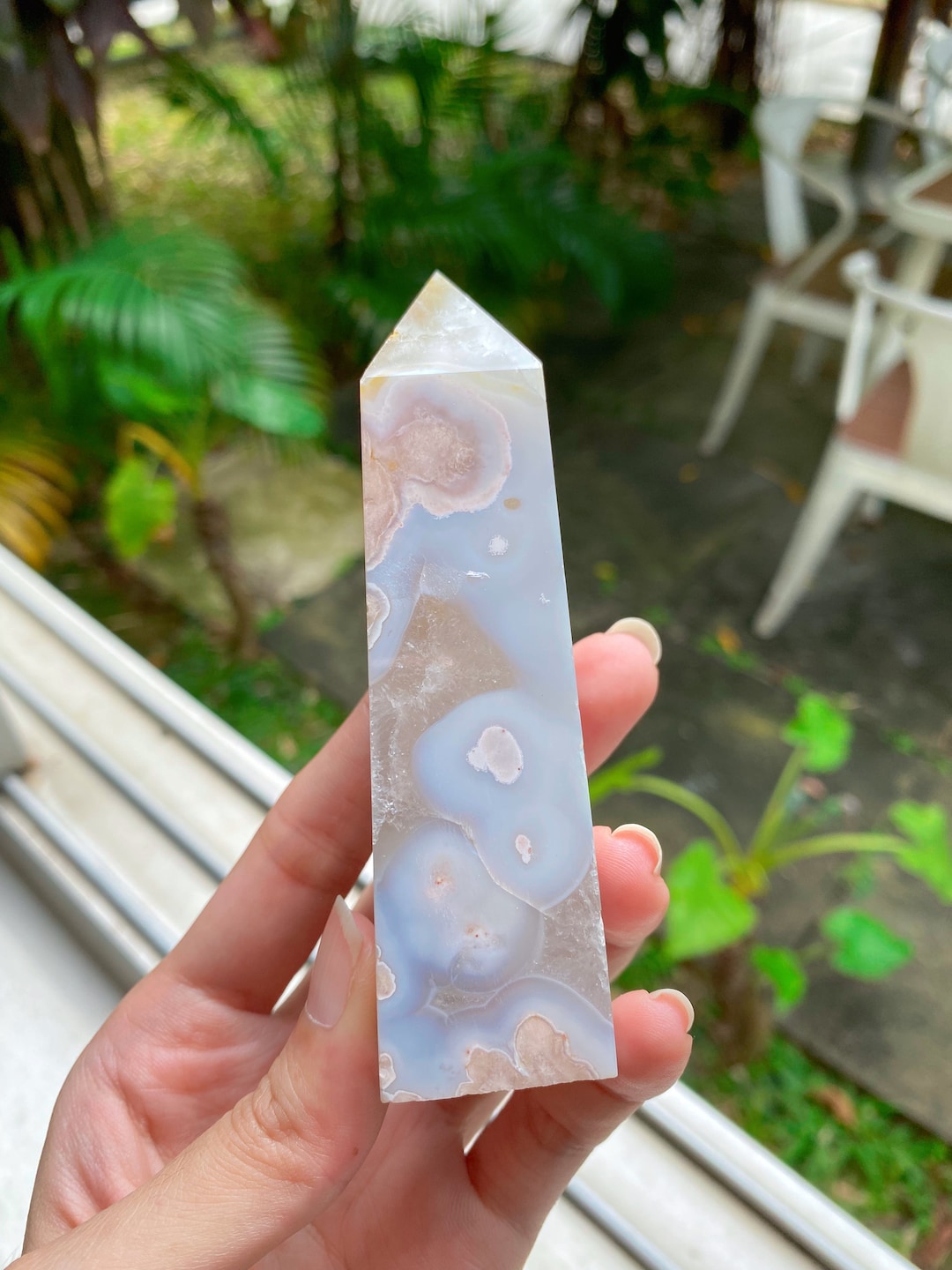 Pastel Blue Flower Agate Tower - Etsy