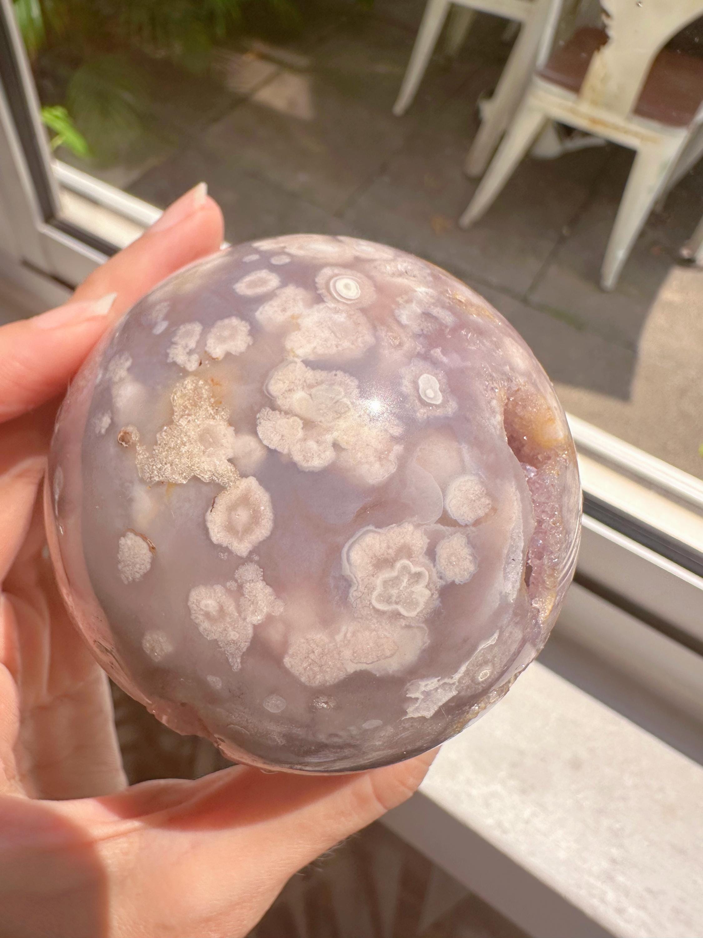 Beautiful Flower Agate With Amethyst Sphere. This Beauty Has Actual ...