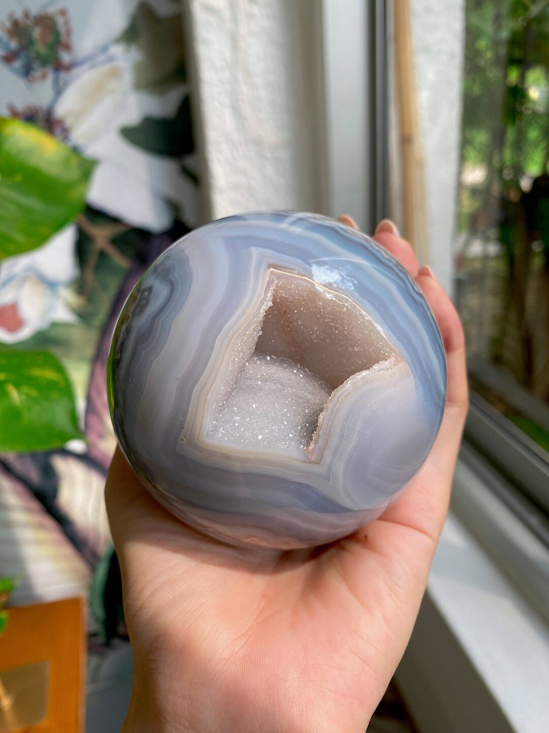 Spectacular Blue Lace Agate Sphere With Druzy 912grams (one of Most ...