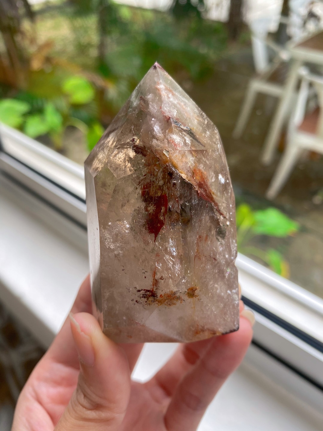 Garden Quartz Tower With Rainbow, Lodolite, Scenic Quartz - Etsy