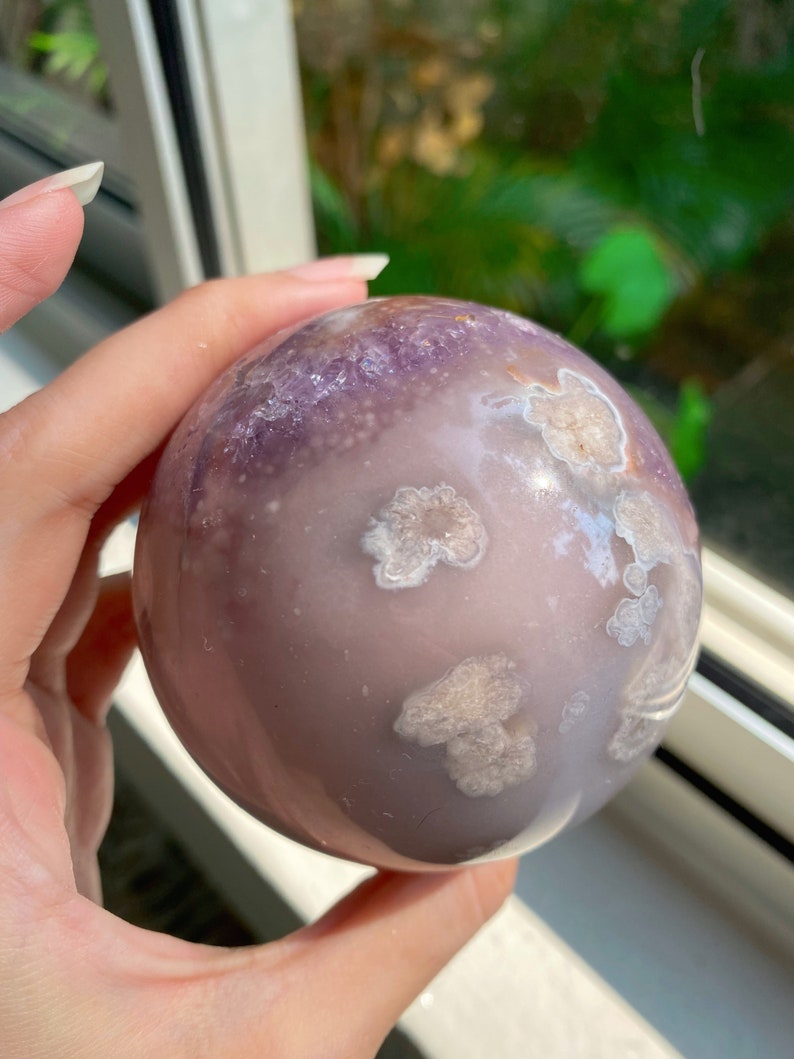 Beautiful Flower Agate With Amethyst Sphere - Etsy