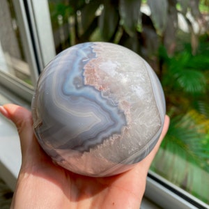 Spectacular Blue Lace Agate Sphere With Druzy 912grams (one of Most ...
