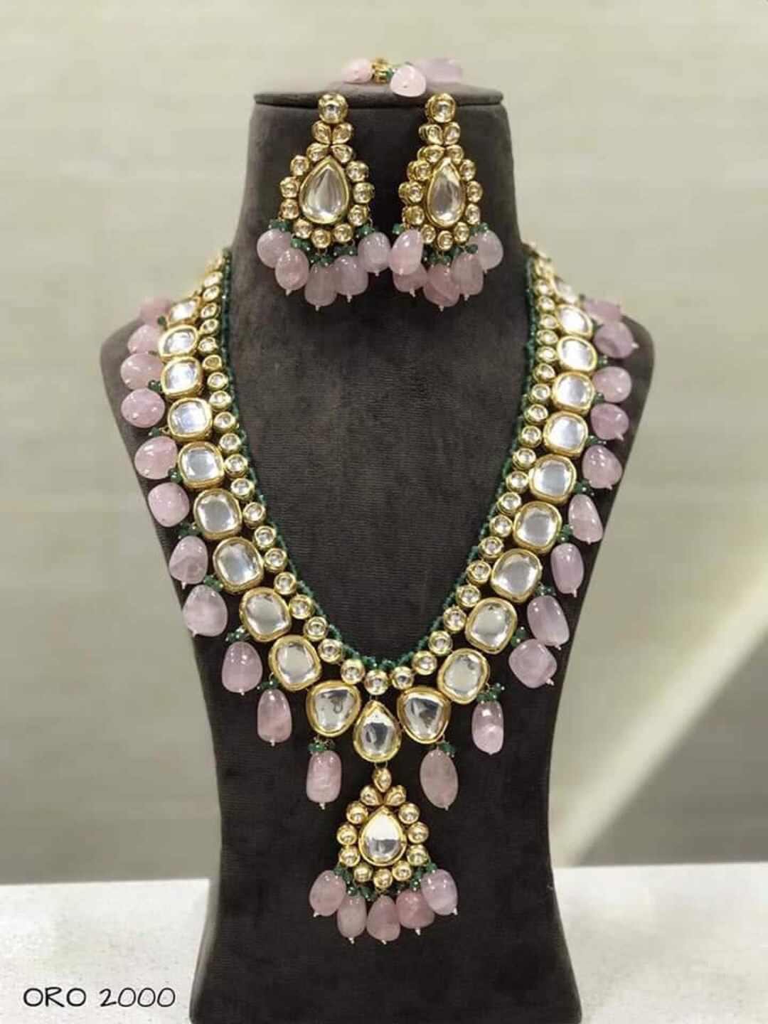 Indian Long Necklace 2024 Gold Plated Kundan Long Necklace Set Meenakari Necklace, Designer ...
