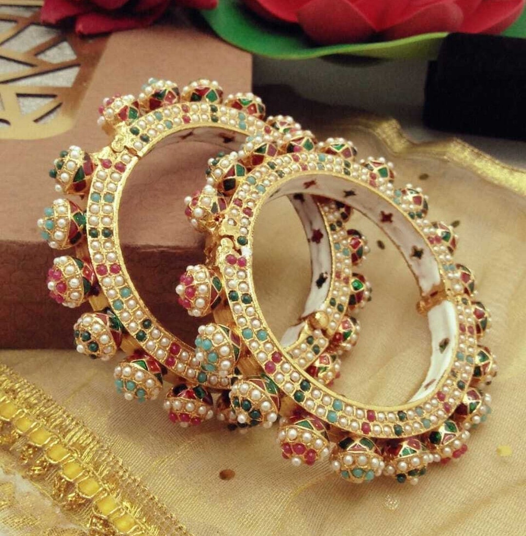 Rajwadi Kada / Pachali Bangles / Meenakari Openable Kada/indian Wedding ...