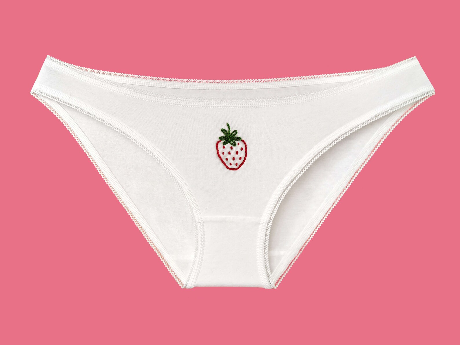 Strawberry Panties Hand Embroidered Cotton Knickers Etsy