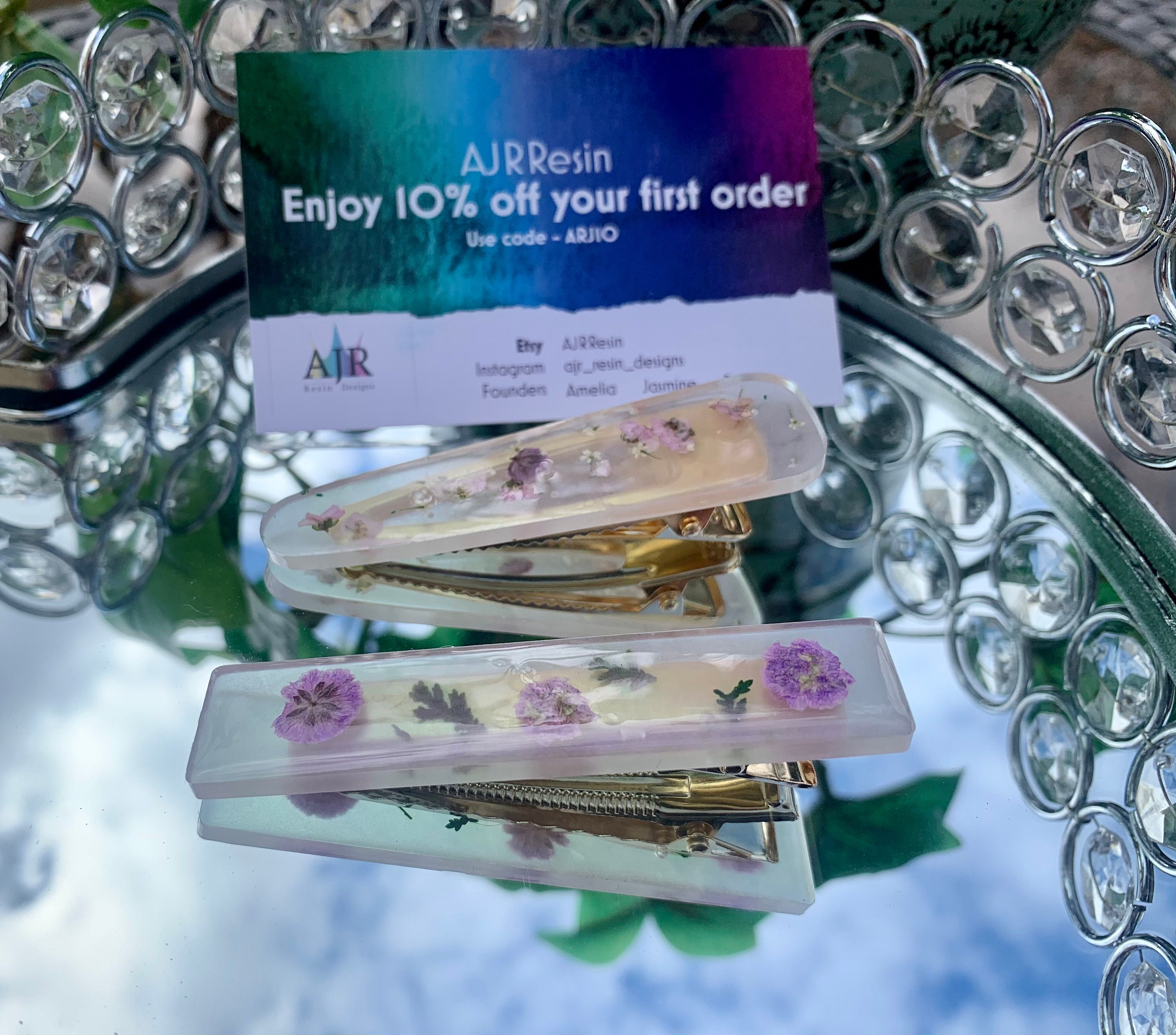 Stunning homemade resin clips set of 2 designed by Amelia | Etsy