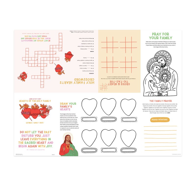 Holy Family Hearts Jumbo Activity Sheet - 3 Pack - Catholic Coloring ...