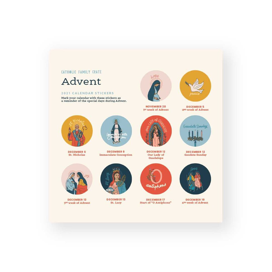 2021 Advent Calendar Stickers Feast Day Calendar Stickers Catholic ...
