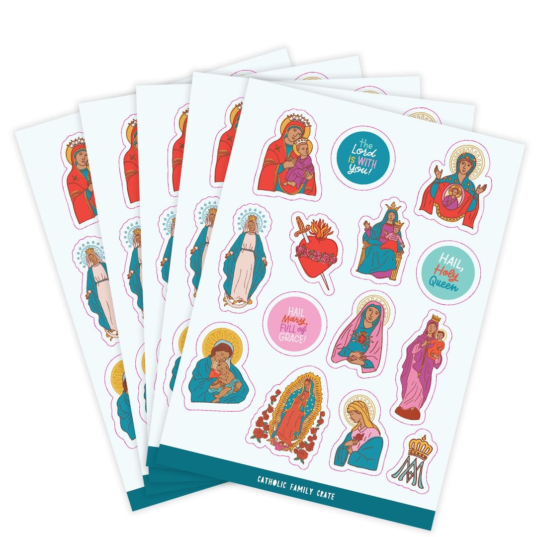 Mary Sticker Sheet - 5 Pack, Catholic Gift, Catholic Stickers, Catholic ...