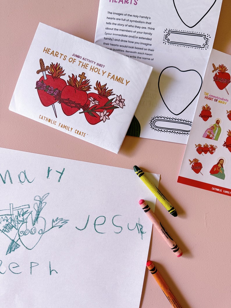 Holy Family Hearts Jumbo Activity Sheet 3 Pack Catholic Coloring ...