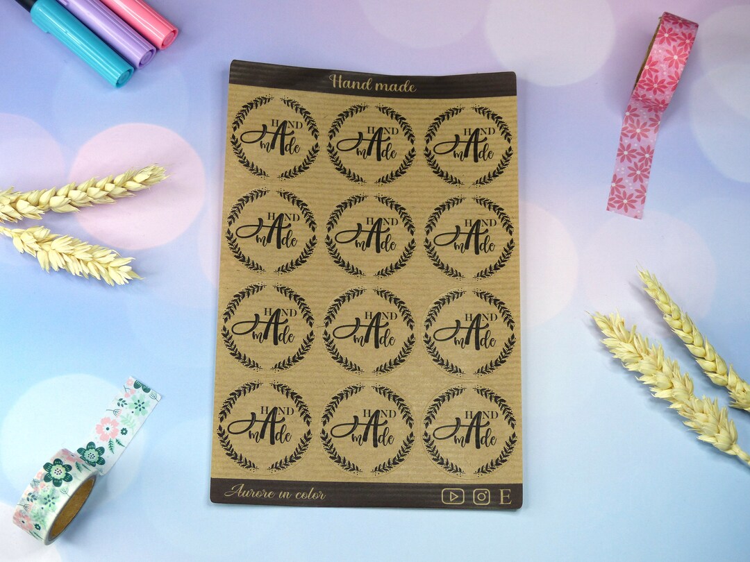 Stickers hand Made Kraft Paper, Stickers Sheets, Rounds, Crown - Etsy