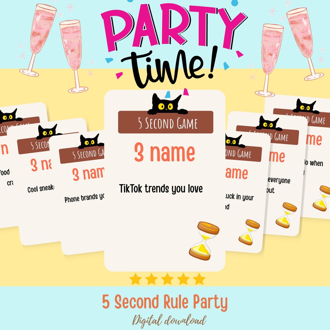5 Second Rule Party Game: Teen-friendly Icebreaker (digital Printable ...