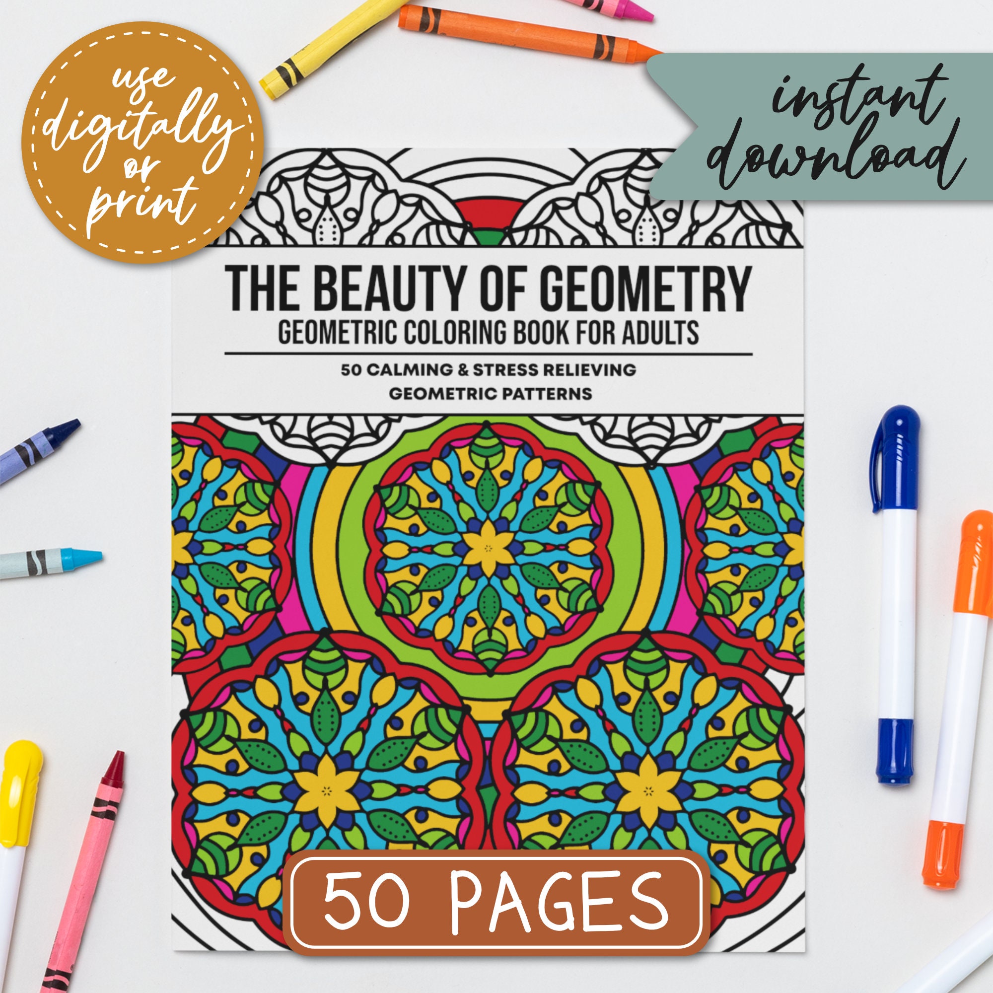 The Beauty of Geometry Coloring Pages for Adults , Geometric Coloring ...