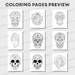 Dia De Los Muertos Sugar Skull Coloring Pages for Adults and - Etsy