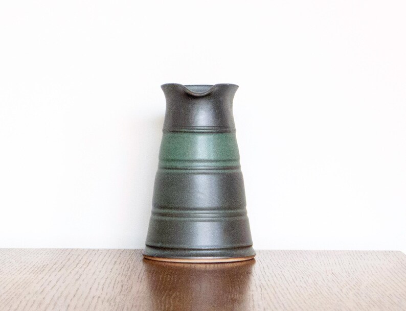Handmade Stoneware Ceramic Pitcher in Matte Emerald Green/black - Etsy