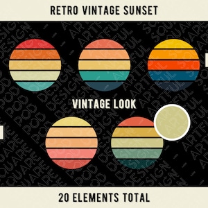 Retro Vintage Sunsets 20 Retro Sunset Clipart PNG Digital Download ...
