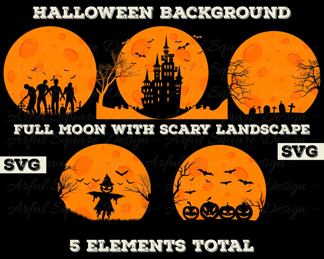 Halloween Full Moon SVG Digital Download Background for Sublimation for ...