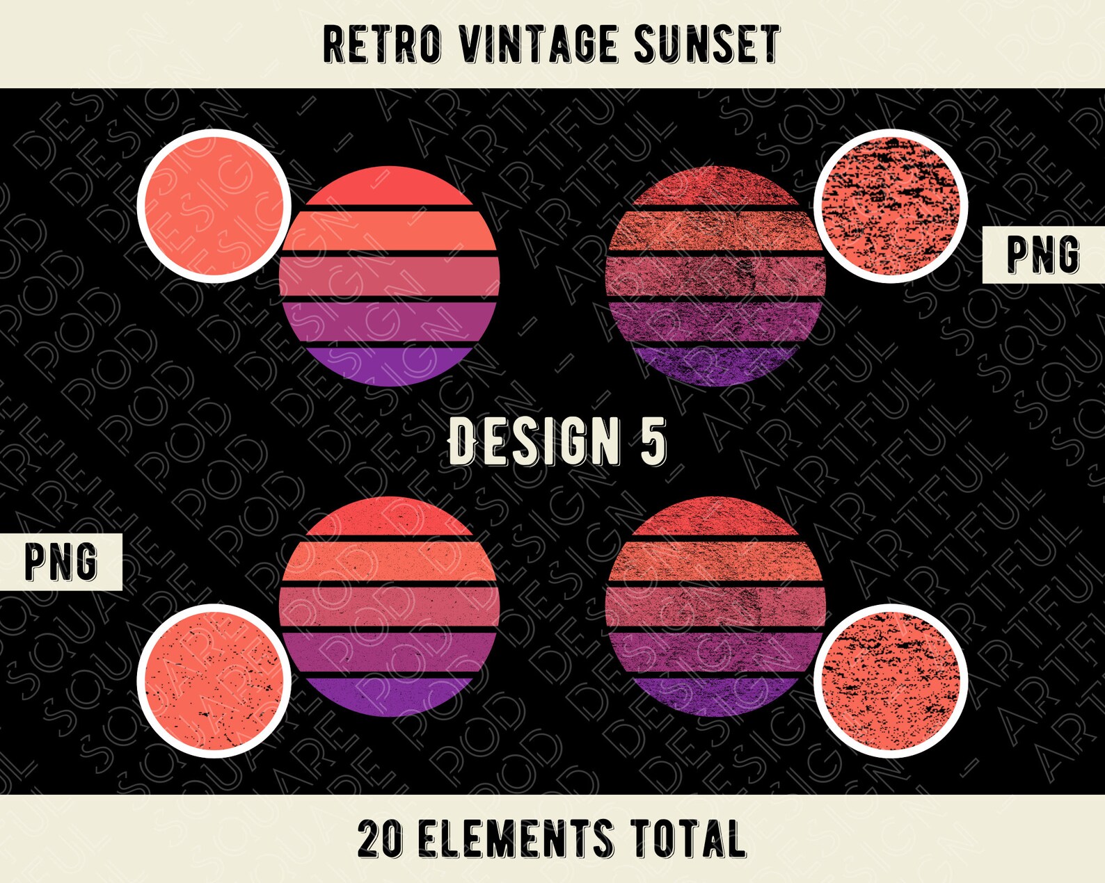 Retro Vintage Summer Gradient 20 Retro Sunset PNG Digital Download ...