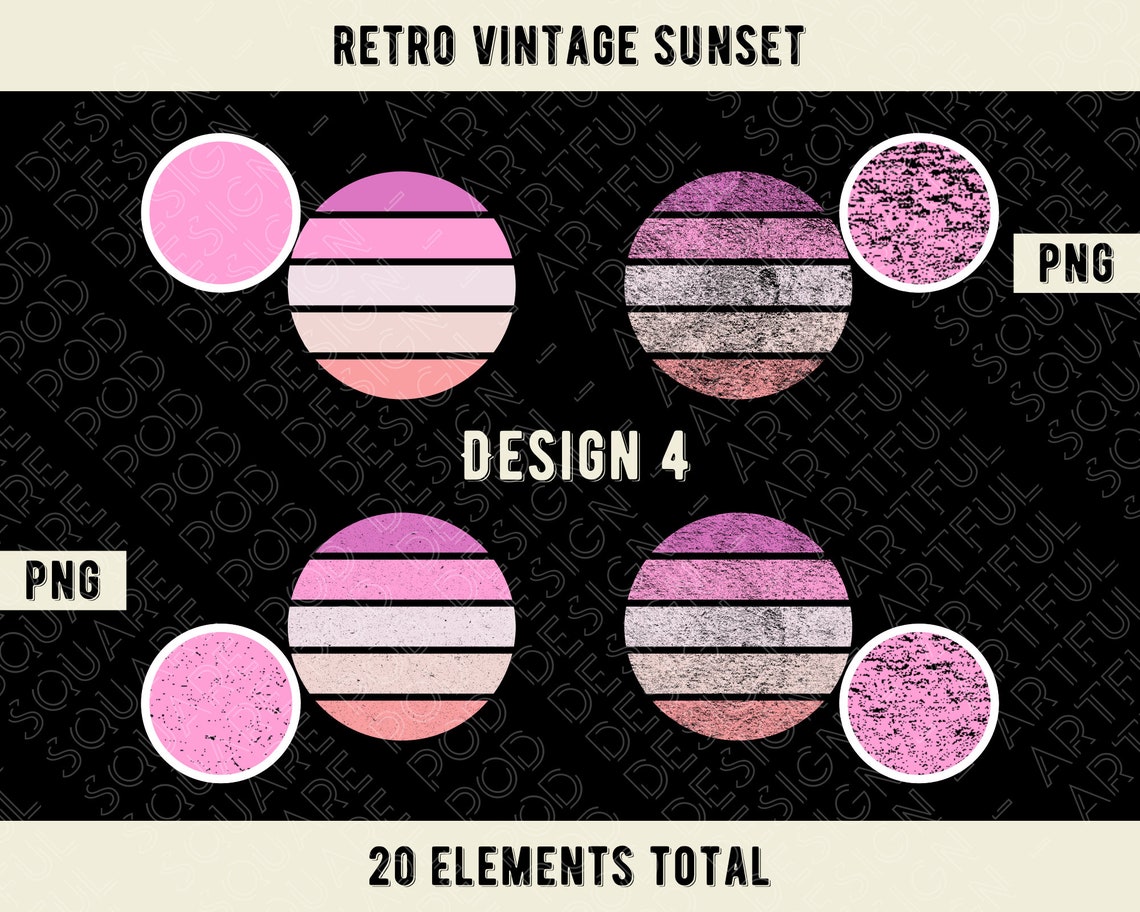 Retro Vintage Summer Gradient 20 Retro Sunset PNG Digital Download ...